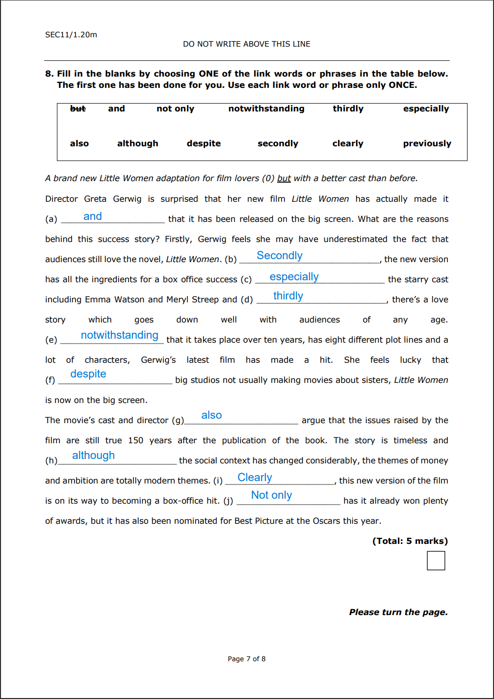 SEC English Language Model answers – kpcnotesmt